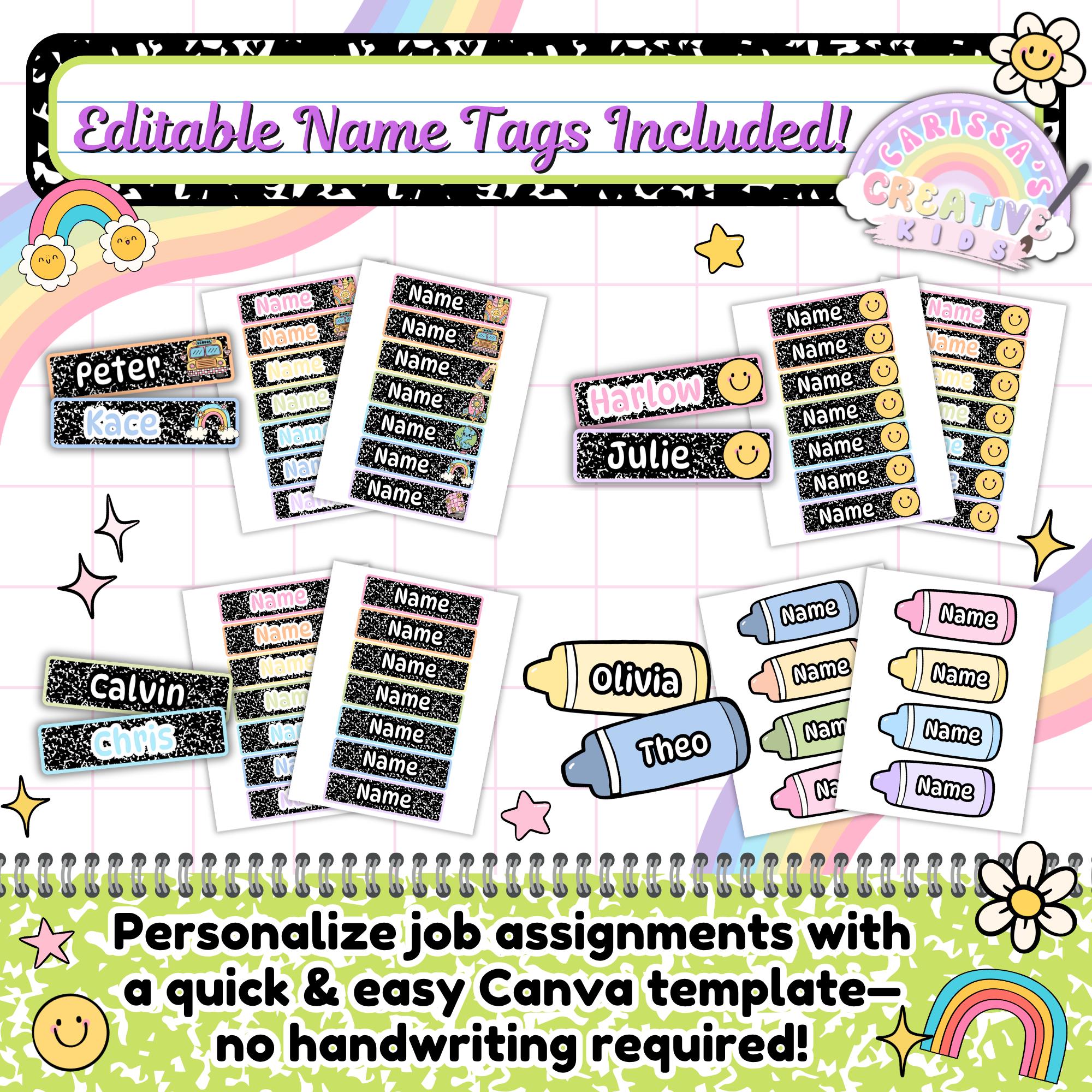 Pastel Groovy Rainbow Classroom Job Display Posters | Elementary ...