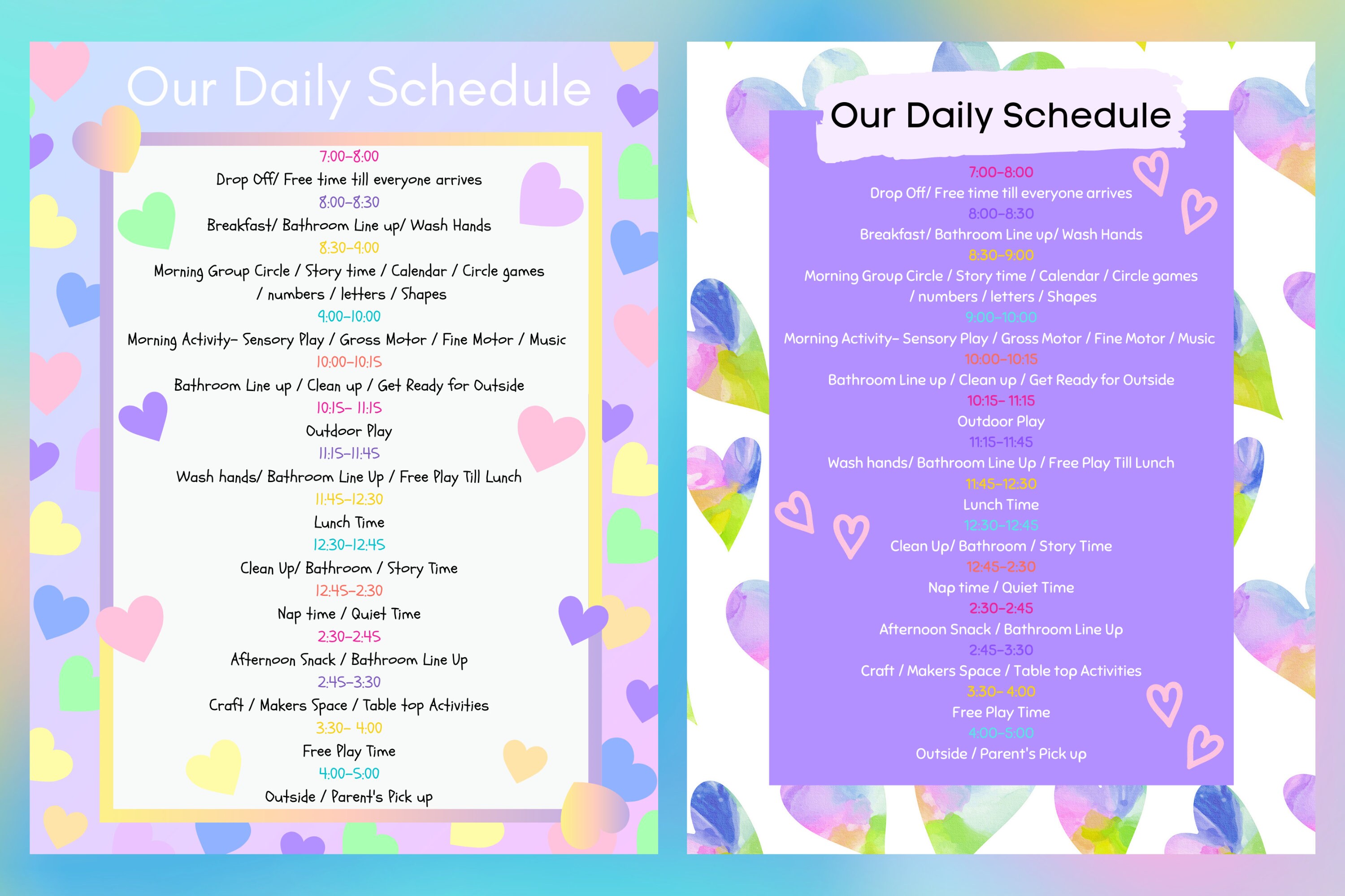 Daily Daycare Schedules PDF Printable as Well as PDF Fill and Print 3 ...