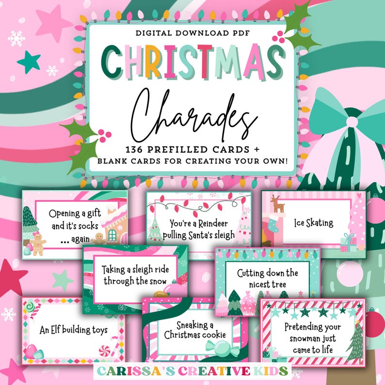 Printable Christmas Charades Game – Holiday Party Game for Classroom ...