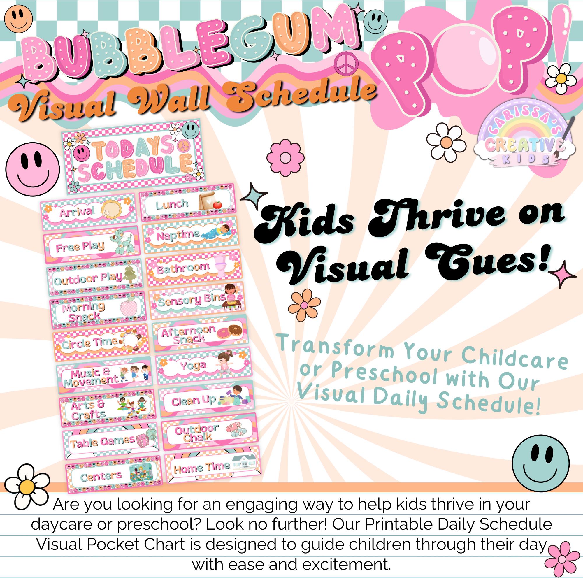 Preschool Classroom Visual Schedule Cards | Editable Template Daycare ...