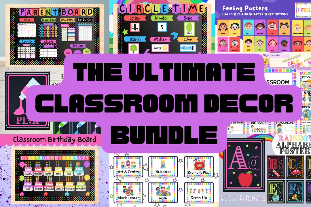 Rainbow Classroom Decor Bundle Daycare Preschool Home Daycare Includes ...