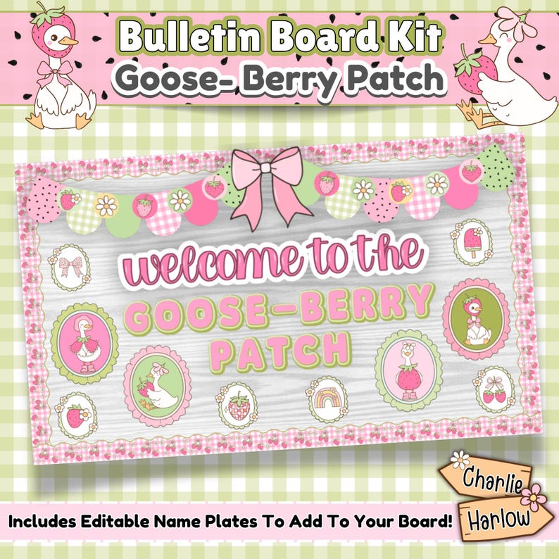 Goose-berry Patch Bulletin Board Kit • Strawberry Classroom Decor ...