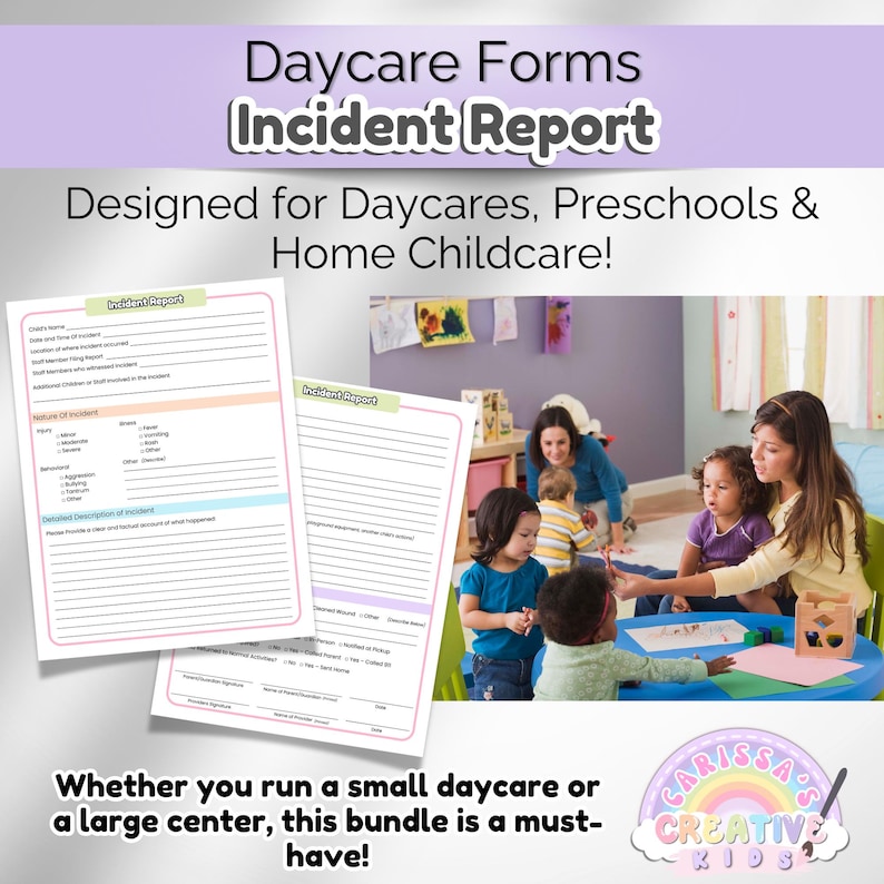 Incident Report Home Daycare Forms | Editable Template Format | Toddler ...