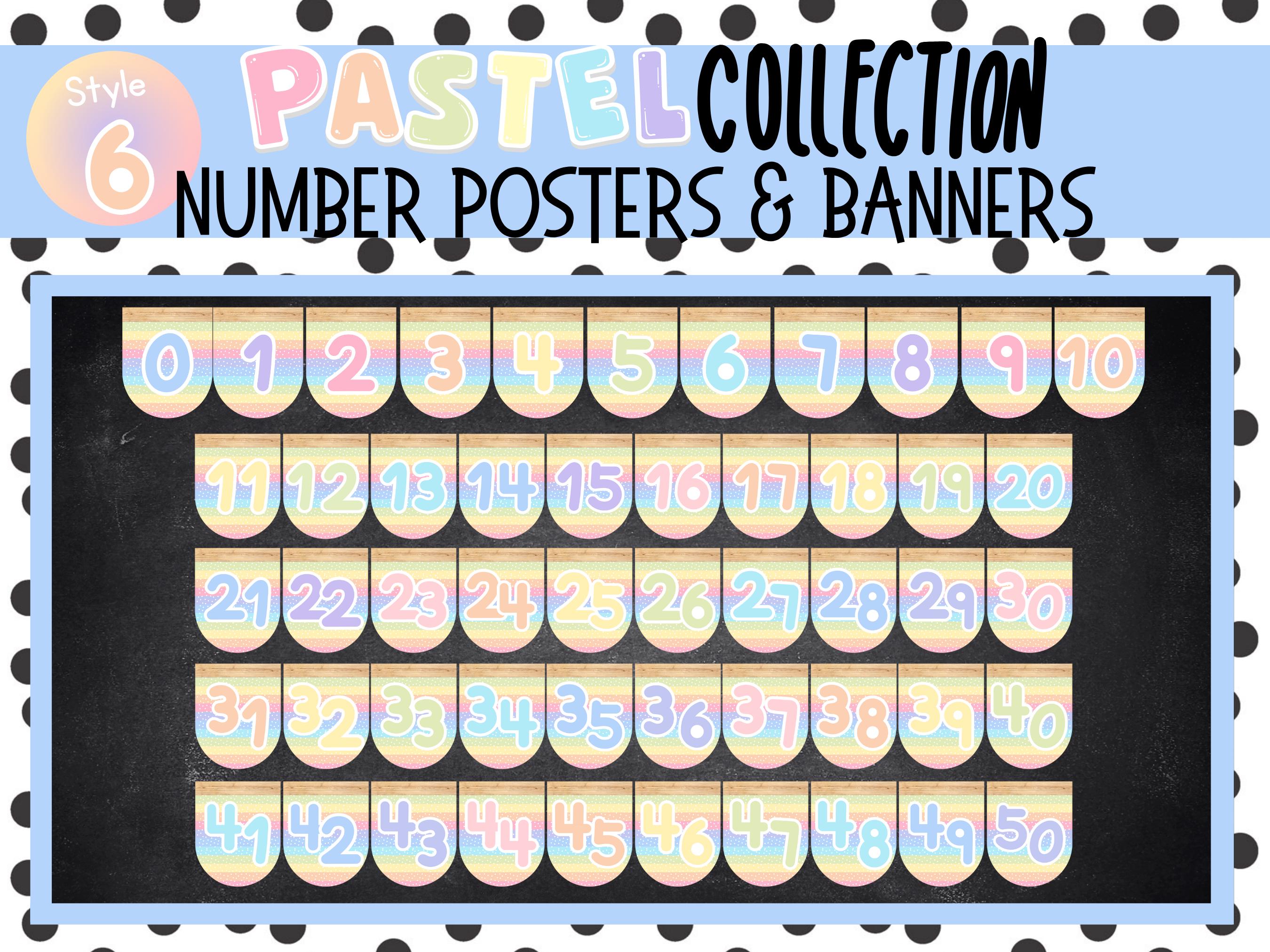 Pastel Rainbow Number Posters & Banners | Classroom Decor | Playroom ...