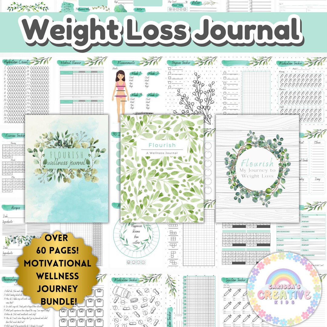Weight Loss Tracking Printable Journal Planner | Fitness | Meal Planner ...