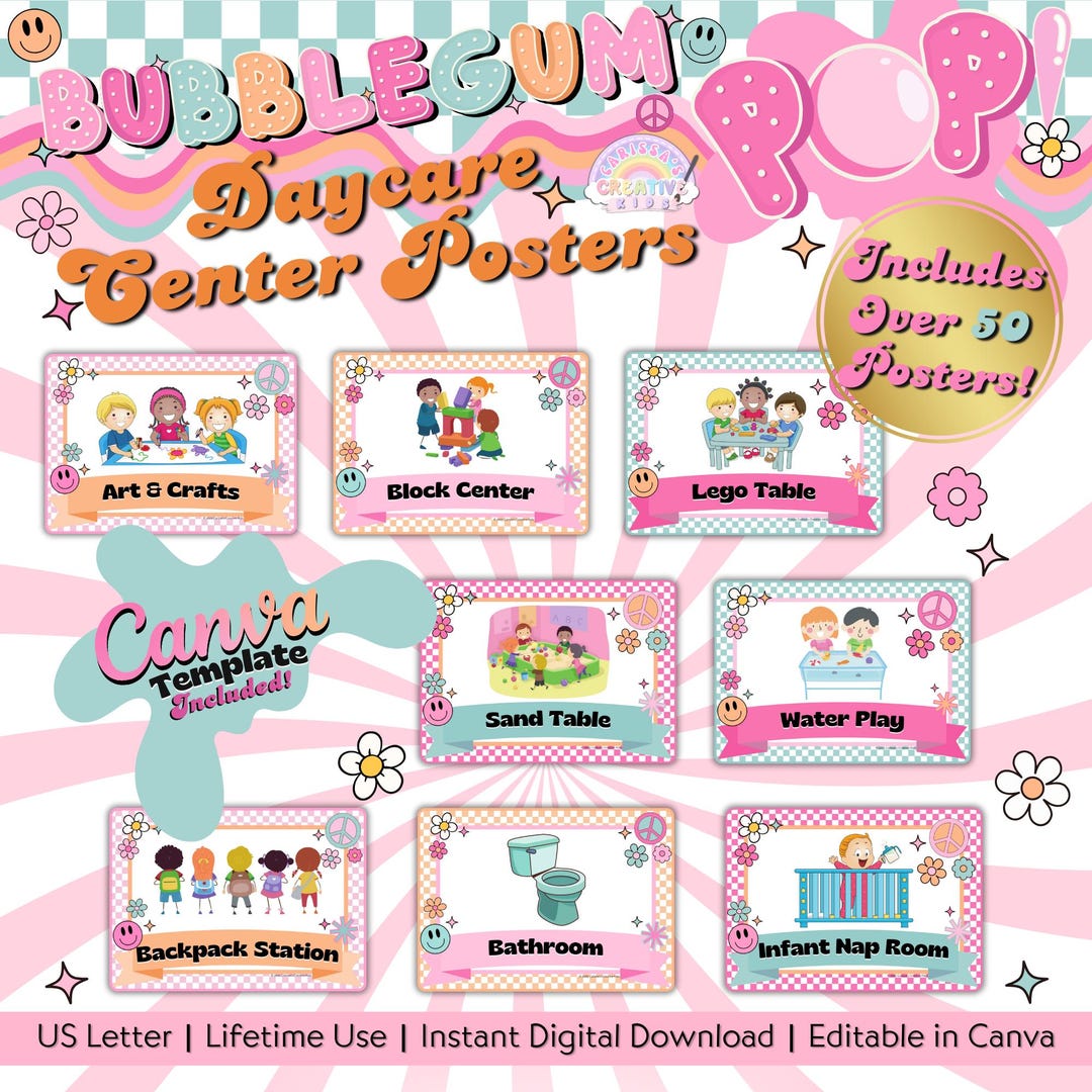 Daycare Classroom Center Signs Editable Posters | Preschool Center ...