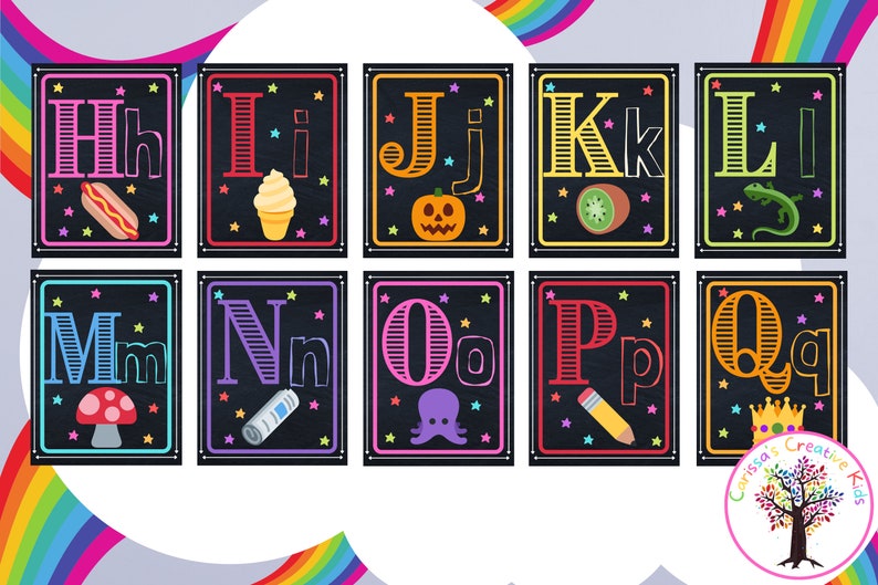 Rainbow Alphabet Posters Preschool Daycare Childcare - Etsy