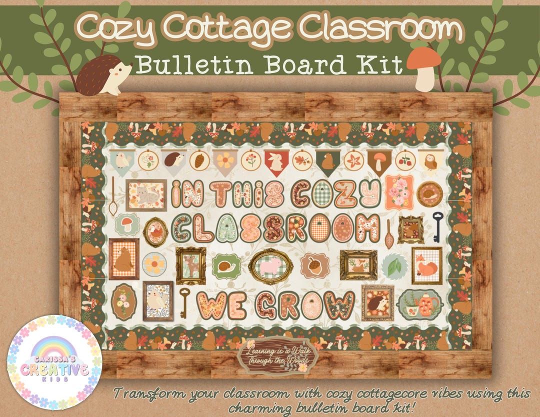 Cozy Cottage Classroom Printable Bulletin Board Kit Cottagecore Daycare ...