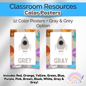 Outer Space Color Posters Classroom Decor | Preschool Daycare Posters ...