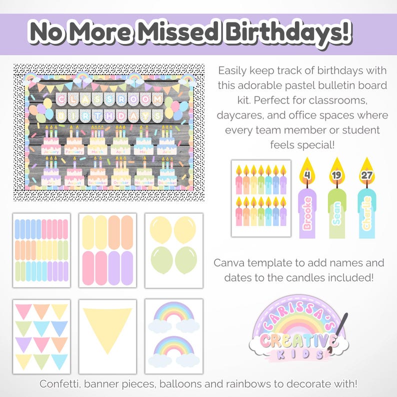 Printable Birthday Banner for Classroom & Daycare in Soft Pastels ...