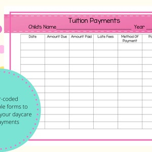 Daycare Tuition Reports | 14 Color-coded Reports | - Etsy