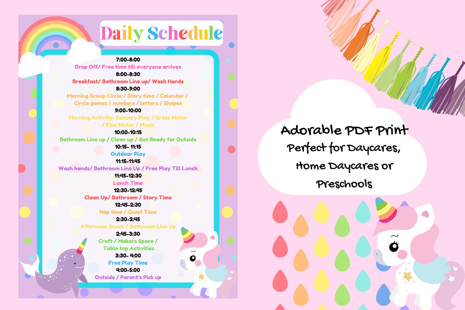 Daily Daycare Schedules Editable PDF Printable 3 Designs for Your ...