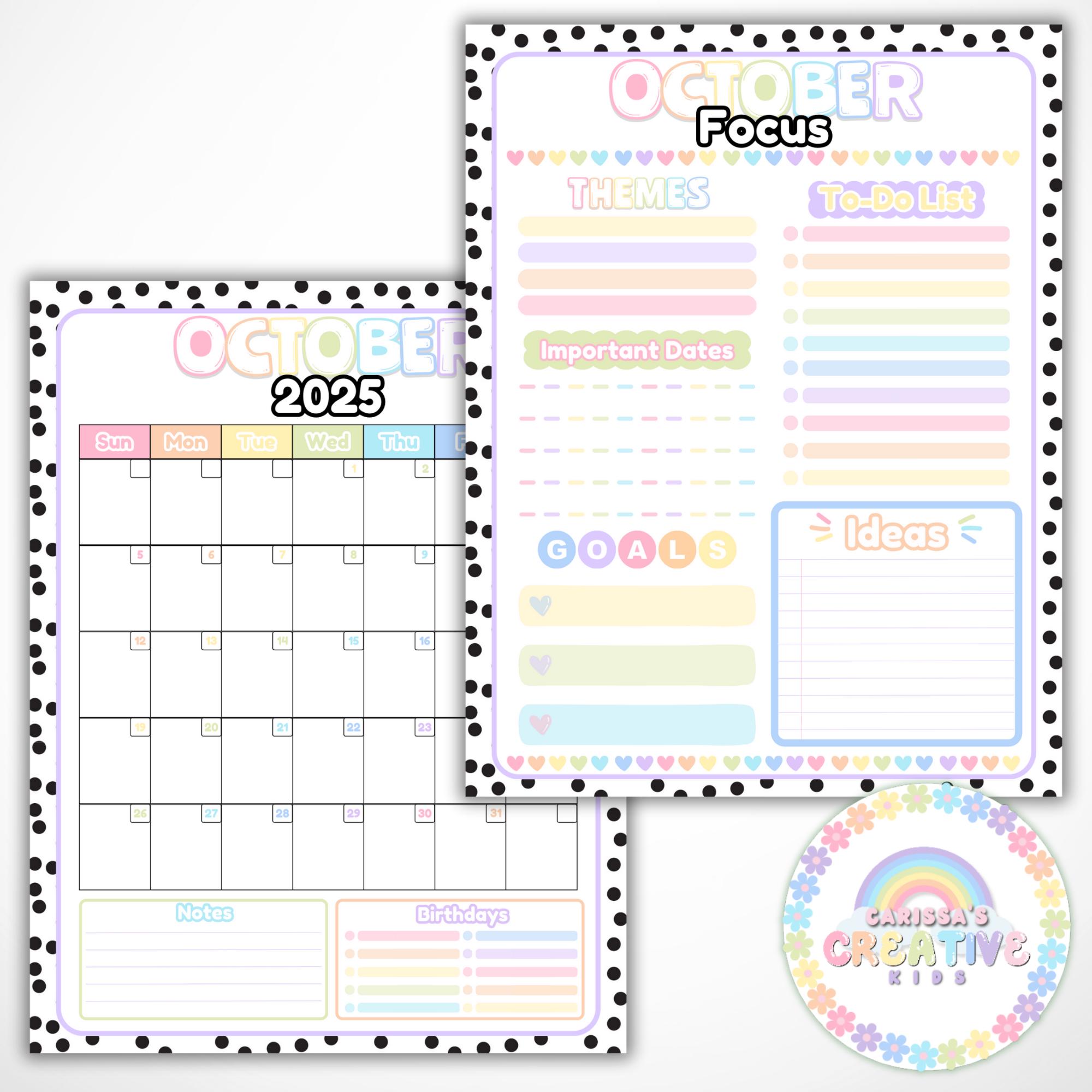2025 Printable Monthly Calendar | Daycare Teacher Planner Binder ...