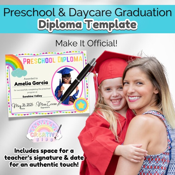 Handprint Graduation Certificate Preschool Kindergarten Graduation
