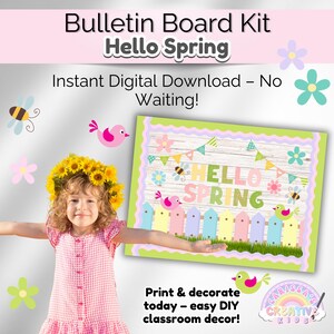 Hello Spring Bulletin Board Kit | Preschool Classroom Decor | Daycare ...