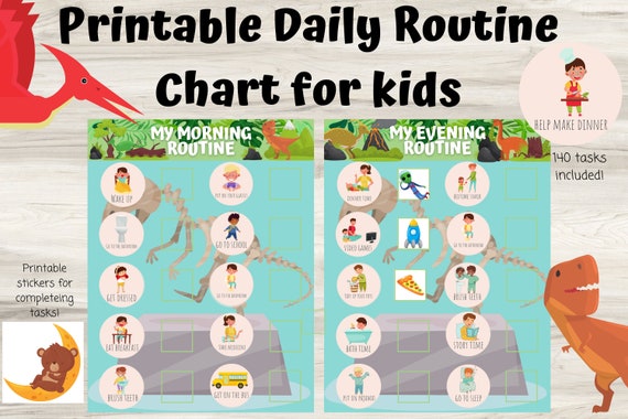 Morning and Bedtime Routine Chart Printable Responsibility | Etsy