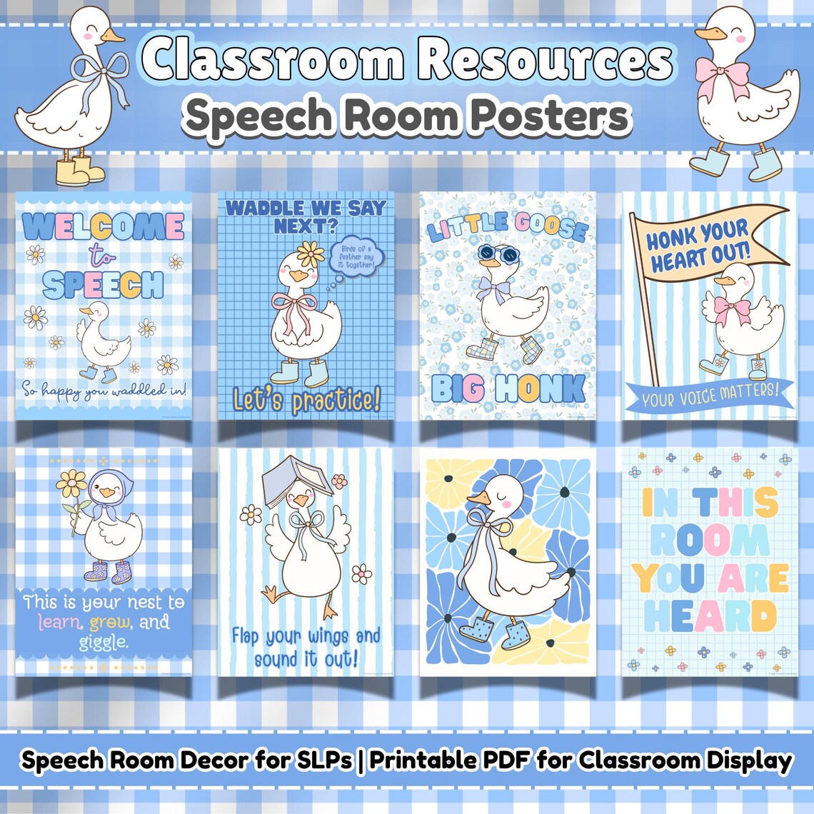 Silly Goose Speech Therapy Posters Printable | SLP Classroom Decor Wall ...