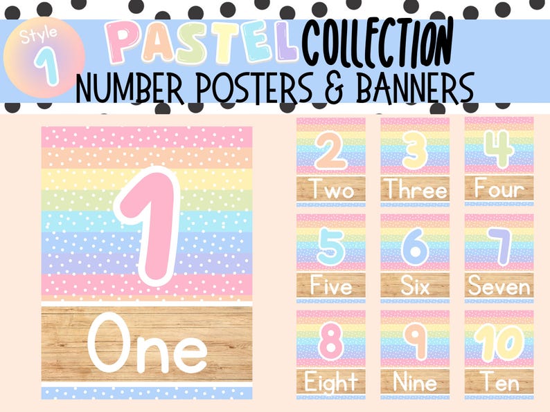Pastel Rainbow Number Posters & Banners | Classroom Decor | Playroom ...