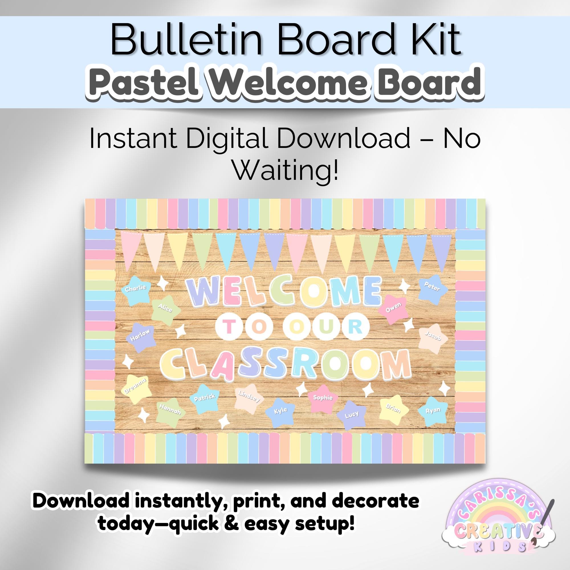 Rainbow Pastel Classroom Bulletin Board Kit | Back to School Classroom ...