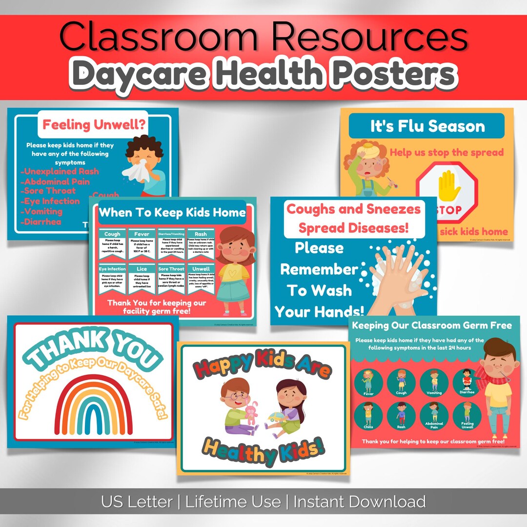 Daycare Sickness Posters | Sick Policy Posters to Help Keep Your Space ...