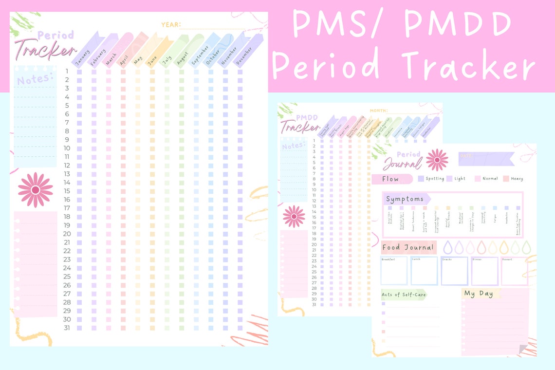 PMS/ PMDD/ Period Tracker and Journal Premenstrual Dysphoric Disorder ...
