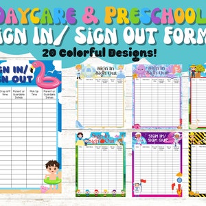 Cute and Colorful Daycare Sign in and Out Sheets Perfect for Your ...