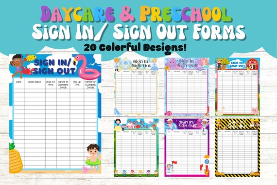 Cute and Colorful Daycare Sign in and Out Sheets Perfect for - Etsy