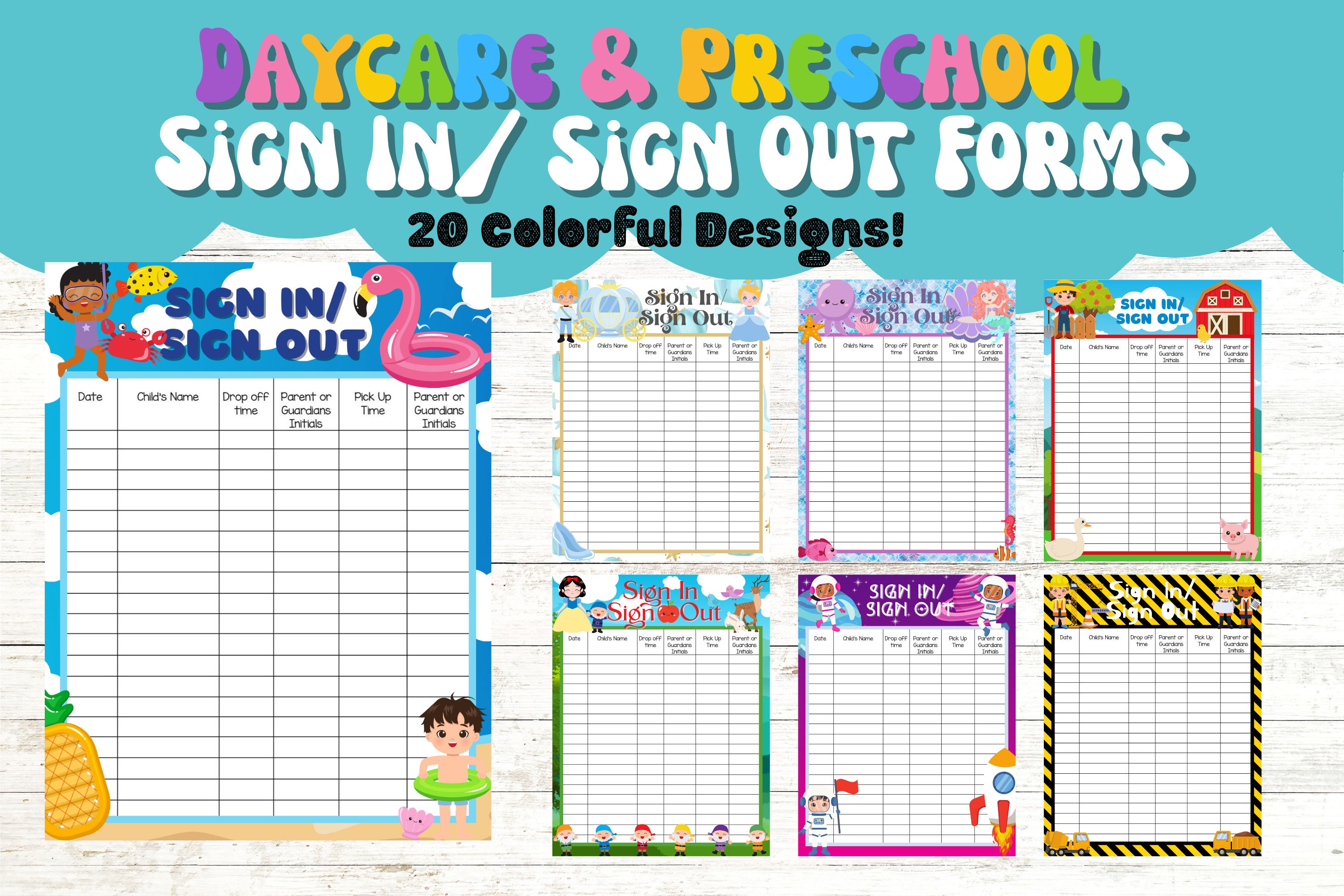 Cute and Colorful Daycare Sign in and Out Sheets Perfect for Your ...