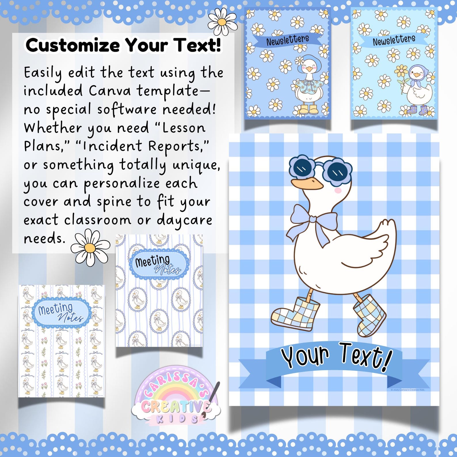 Editable Binder Covers and Spines | Silly Goose Classroom Decor Theme ...