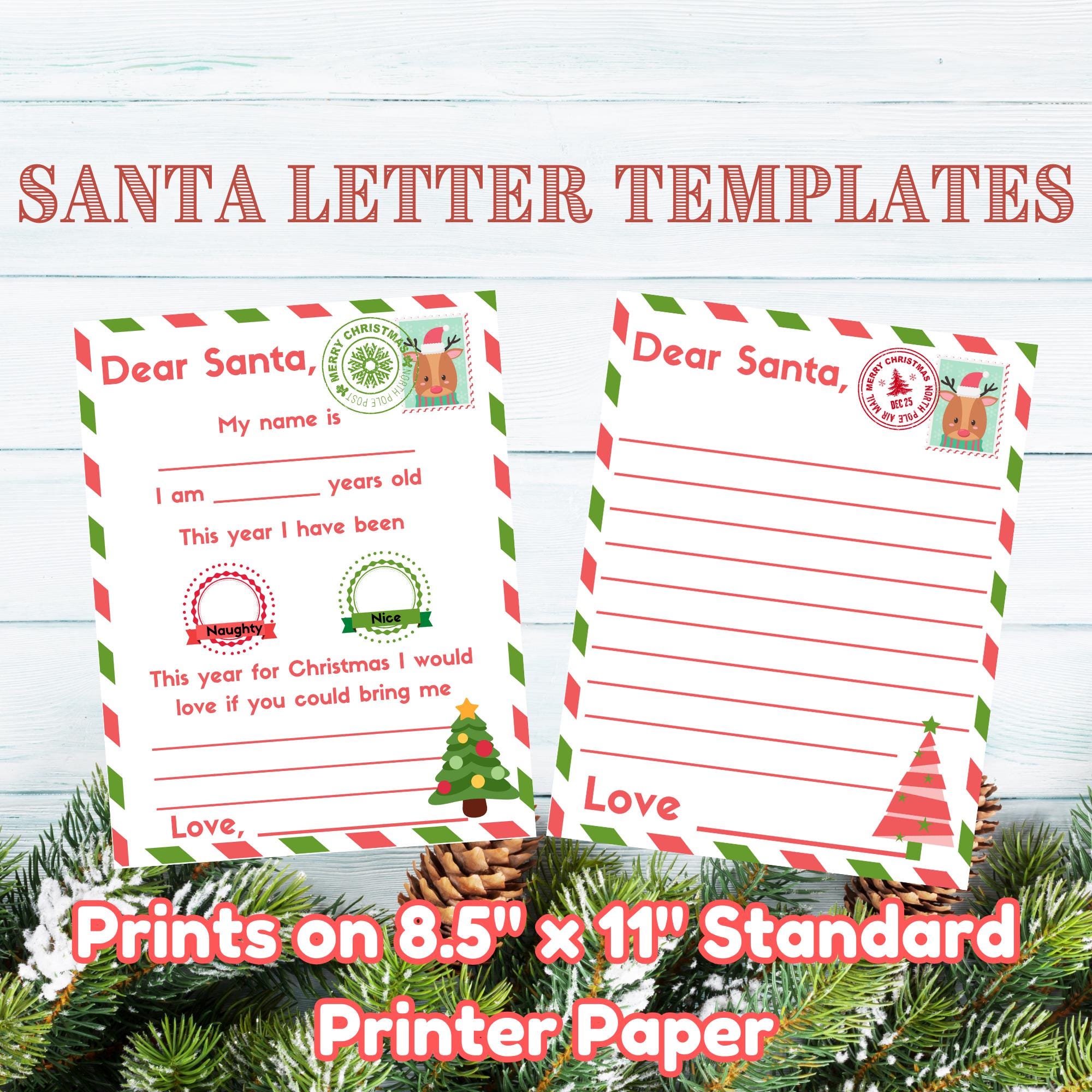 Printable Letter to Santa Claus, Dear Santa Letter Template, Santa ...