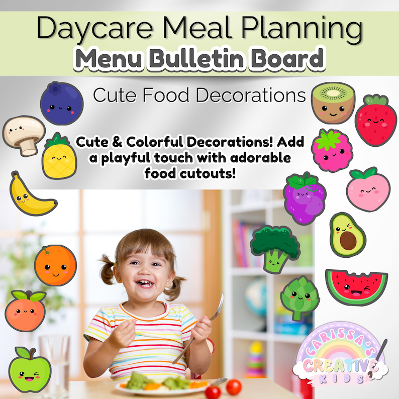 Daycare Menu Template Bulletin Board Kit | Pre K School Morning Lunch ...