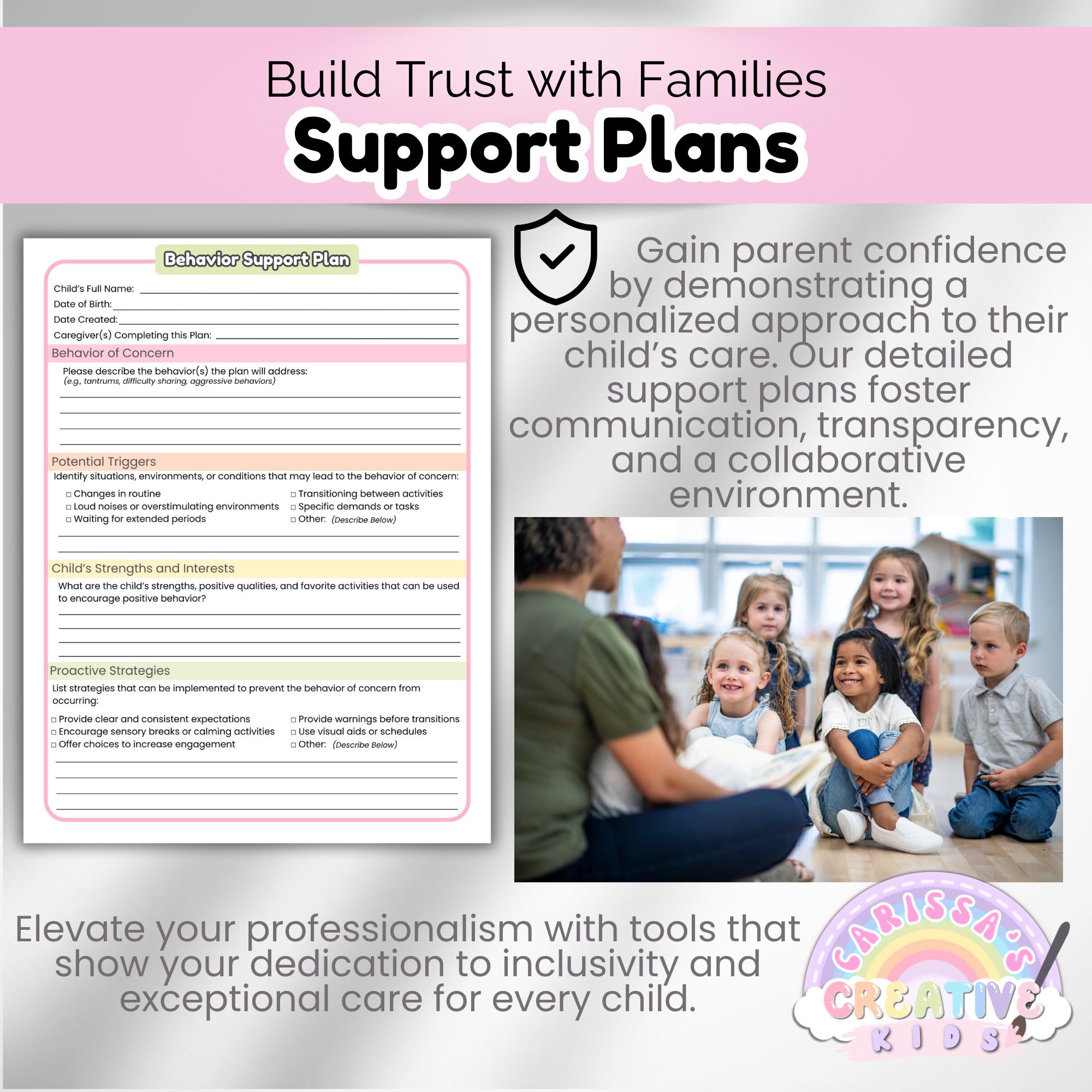 Daycare Forms Bundle- Support Plans | Biting Support Plan | ADHD ...
