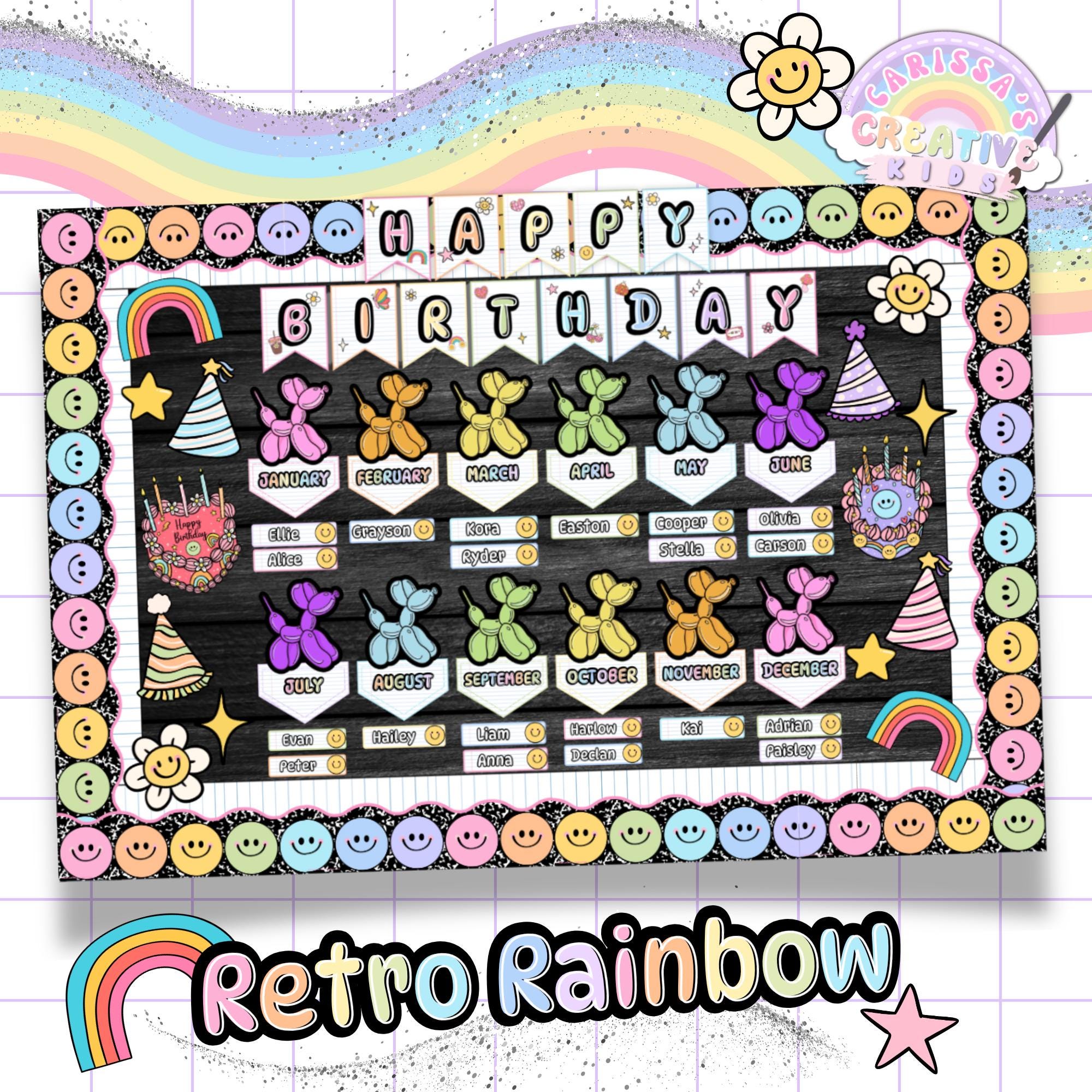 Birthday Board Classroom Decor | Preschool Playroom Decor | Retro ...