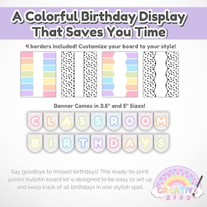 Printable Birthday Banner for Classroom & Daycare in Soft Pastels ...