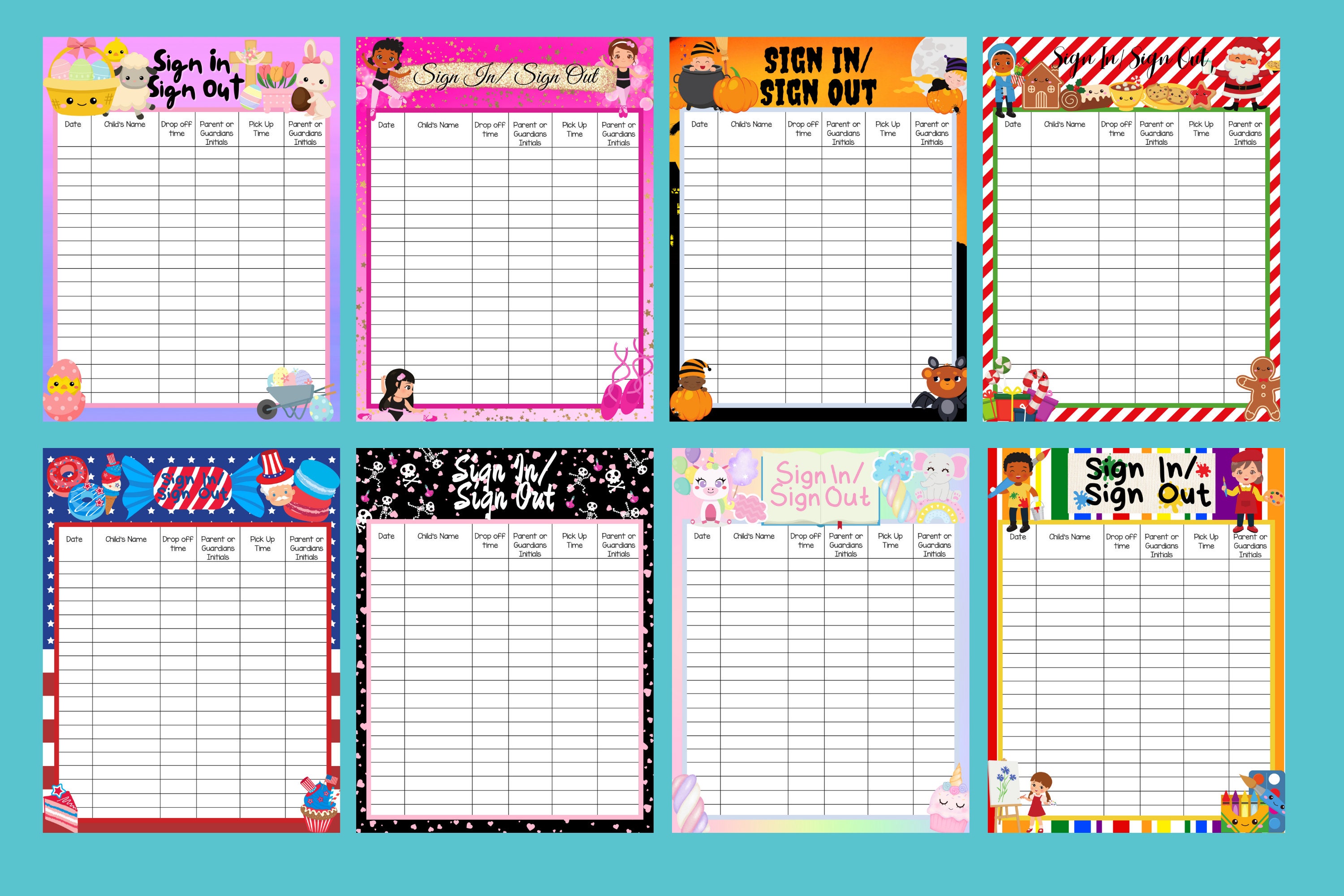 Cute and Colorful Daycare Sign in and Out Sheets Perfect for Your ...