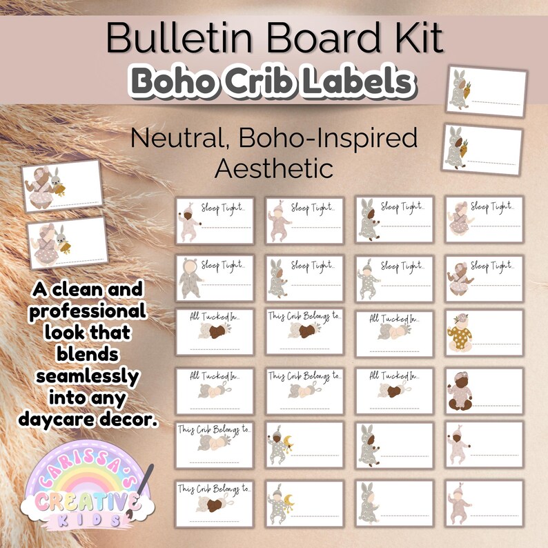 Boho Daycare Crib Labels Infant Classroom Printables Template | Name ...
