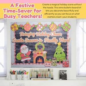 Retro Christmas Bulletin Board Kit! Holiday Classroom Decor for Your ...