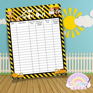 20 Printable Daycare Sign in Sheets | Daycare Sign in Forms | Preschool ...