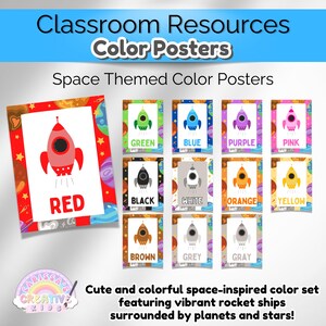 Outer Space Color Posters Classroom Decor | Preschool Daycare Posters ...