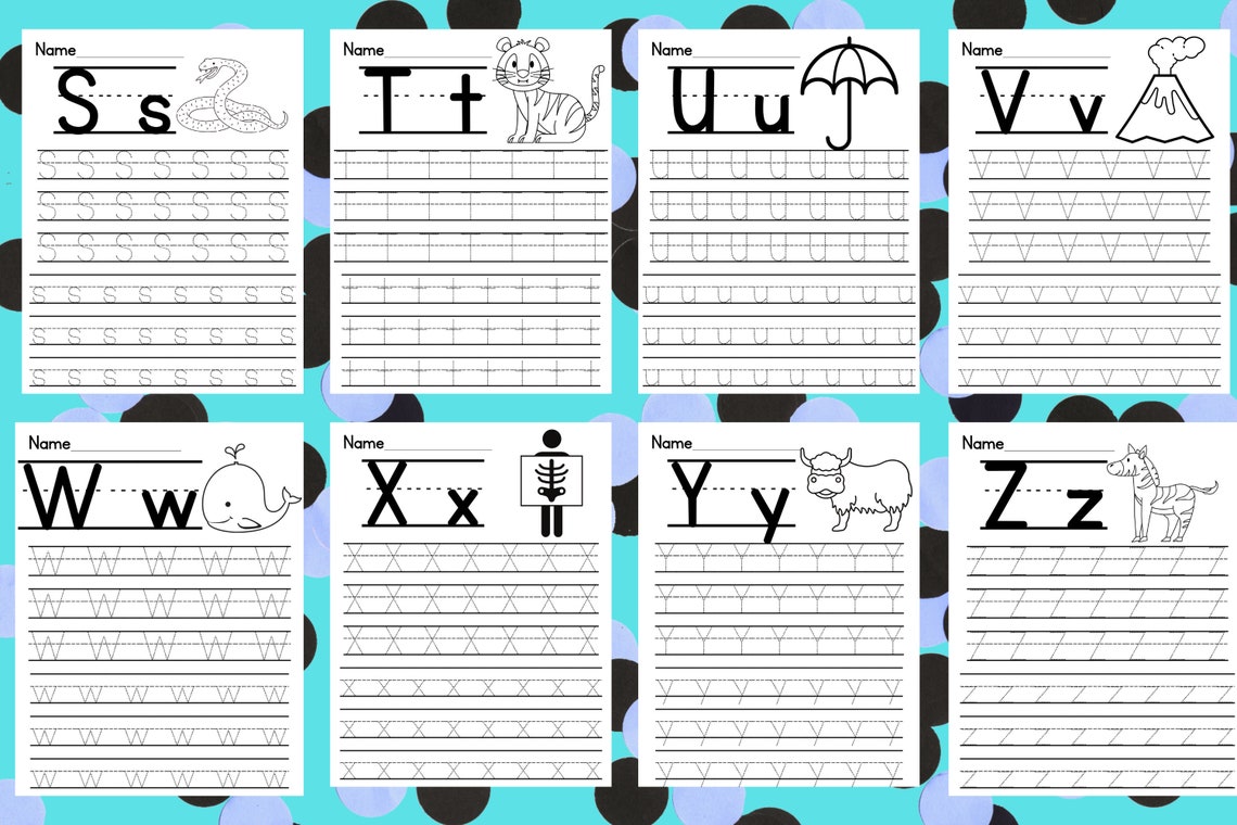 Writing Alphabet Work Sheets Writing Practice Sheets | Etsy