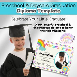 Editable Preschool Graduation Certificate | Graduation Diploma Template ...