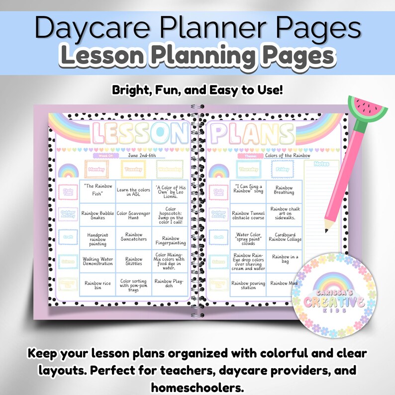 Daycare Lesson Planning Pages Daycare Teacher Binder | Preschool ...