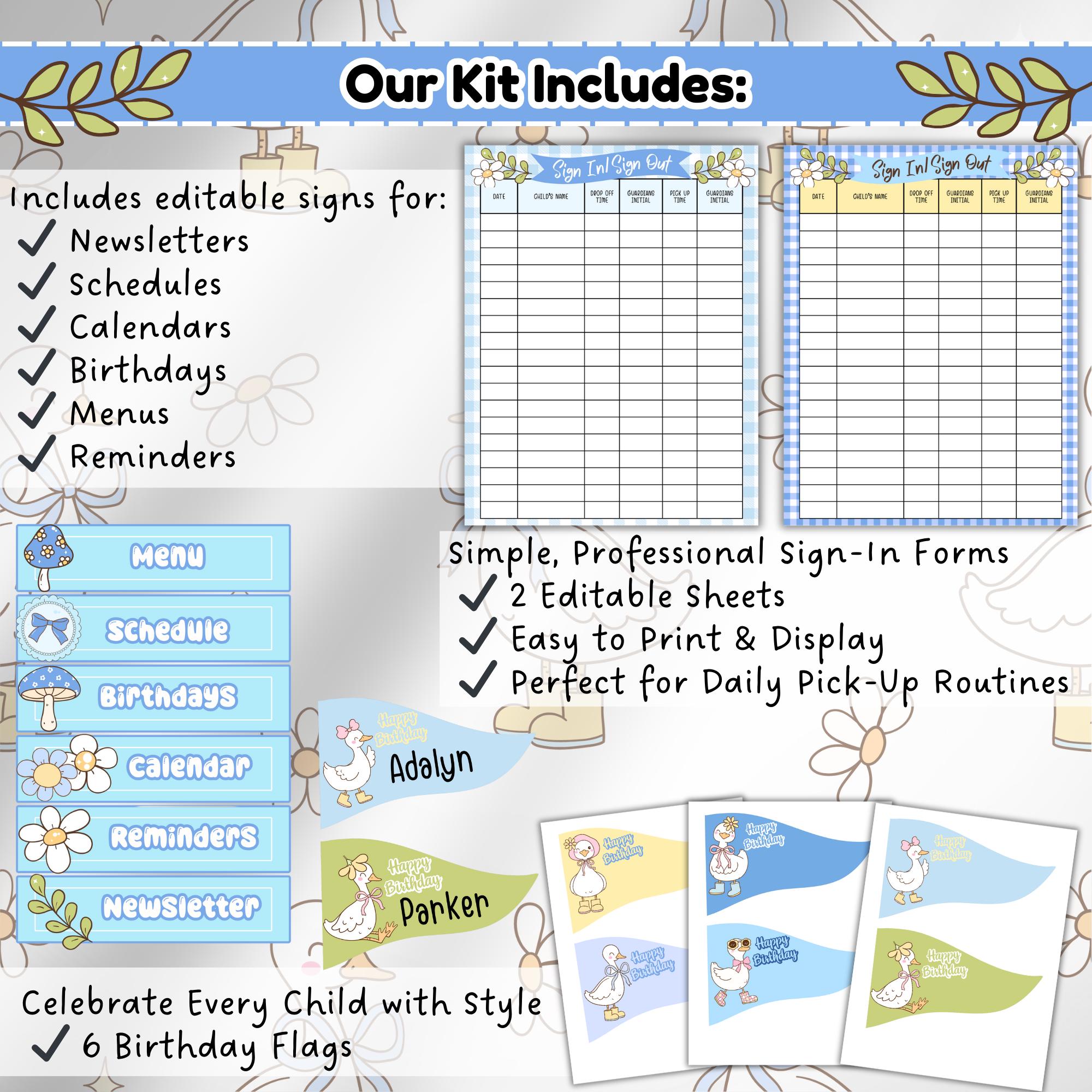 Silly Goose Editable Parent Board Kit | Daycare Bulletin Board ...