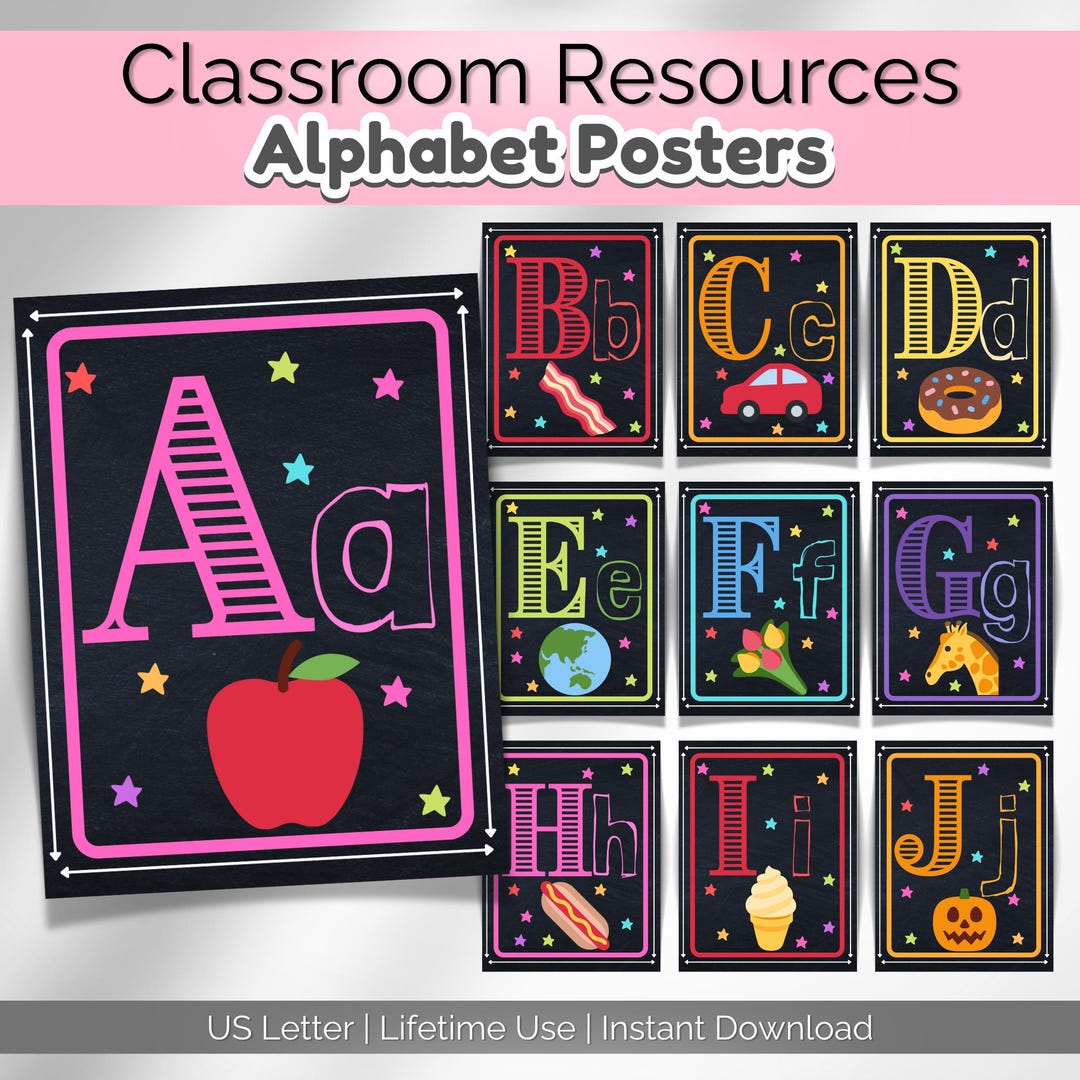 Rainbow Alphabet Posters Preschool Classroom Decor | Alphabet Playroom ...