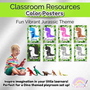 Dinosaur Theme Color Posters Daycare Classroom Decor | Prehistoric ...