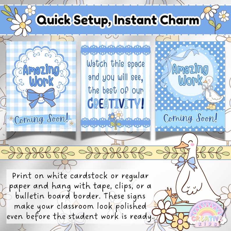 Amazing Work Coming Soon Posters • Student Work Display • Blue Gingham ...