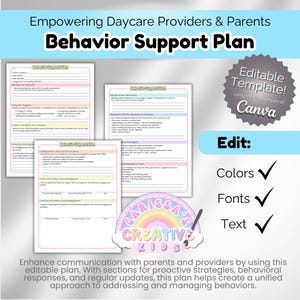 Daycare Forms Behavior Support Plan | Classroom Behavior Management ...