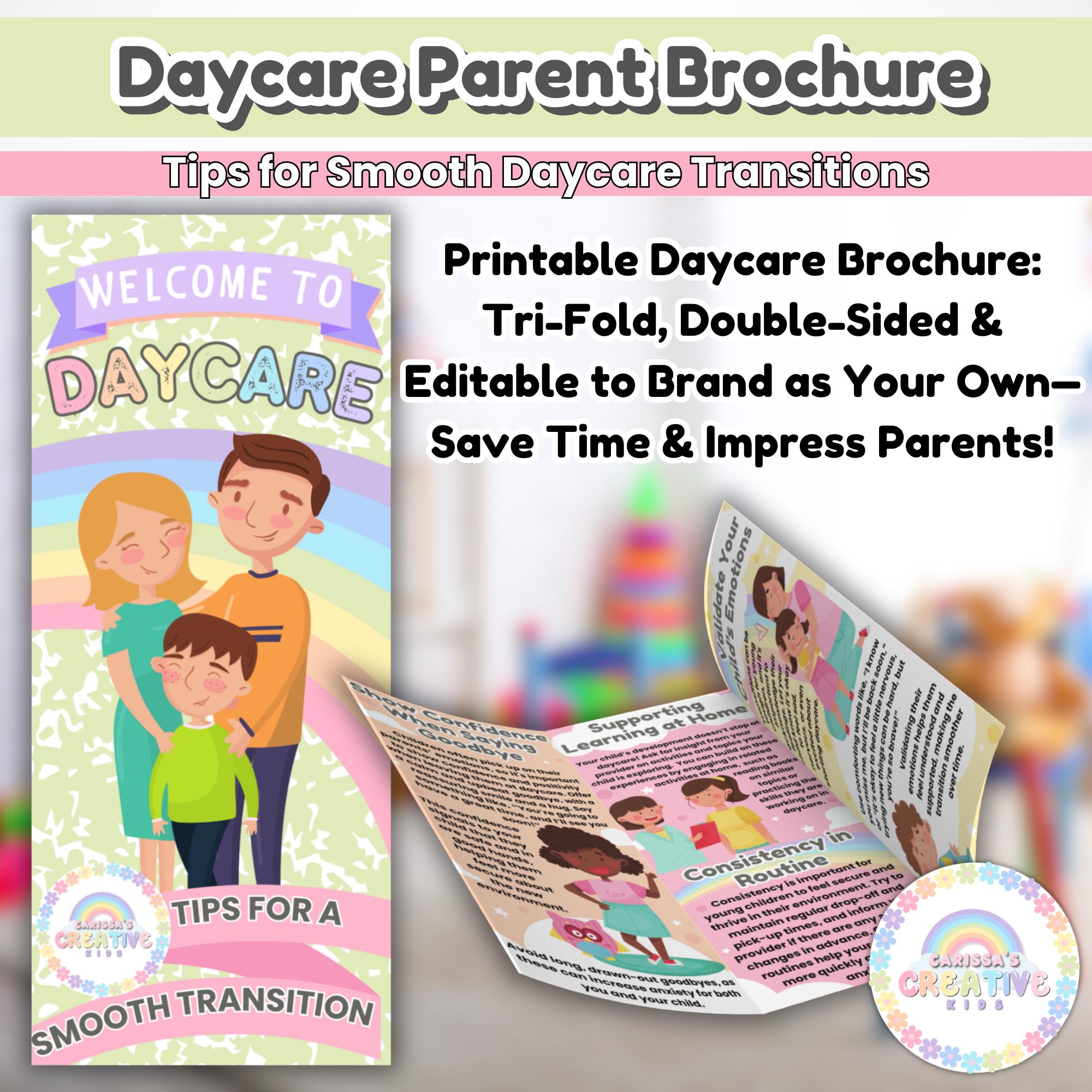 Daycare Essentials Editable Brochure Template With Tips and Tricks for ...