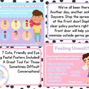 Daycare Sickness Posters Sick Policy Posters to Help Keep Your Space ...