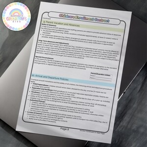 Daycare Forms | Daycare Contract for Childcare Centers and in Home ...